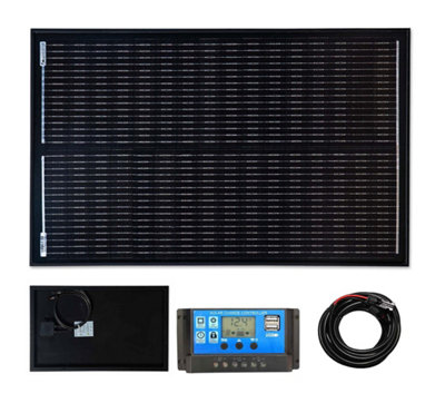 Lowenergie Black Mono 50W Solar Panel Kit with cable and pwm controller