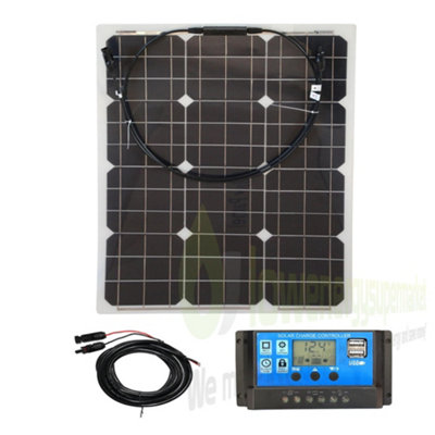 Lowenergie Flexible 50W Monocrystalline Solar Panel Kit with PWM Charge ...