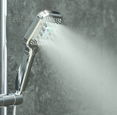 Lowenergie Square Shower Head with LCD Screen Timer, Temperature Gauge ...