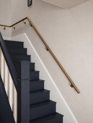 Loxley Antique Brass Quarter Landing 6m Handrail Kit - Fits Stair Runs ...