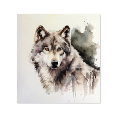 Loyal Wolf Watercolour Premium Glass Kitchen Splashback W700mm x H750mm