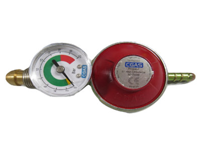 LP Gas Regulator with G7 Nut & Gauge (Calor BBQ Cooker Camping)