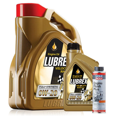 Lubrex 0W-20 Fully Synthetic Engine Oil API SN+ ACEA C5 6L + ENGINE FLUSH