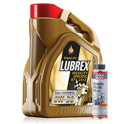 Lubrex 0W-30 Fully Synthetic Engine Oil ACEA C2 - 5L + Engine Flush