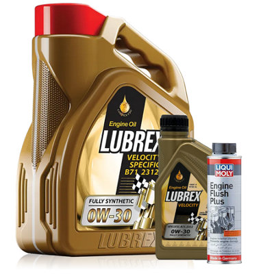 Lubrex 0W-30 Fully Synthetic Engine Oil ACEA C2 - 6L + Engine Flush