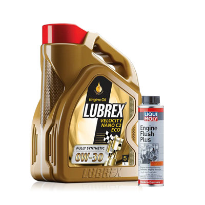 Lubrex 0W-30 Fully Synthetic Engine Oil ACEA C2 API SN/CF 5L + Engine FLush