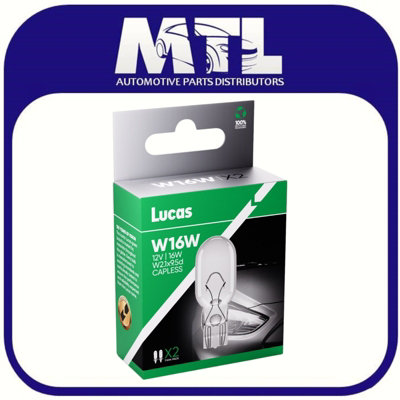 Lucas LLB955 W16W 12V 16W Car Bulb Twin Pack Daytime Running Indicator ...