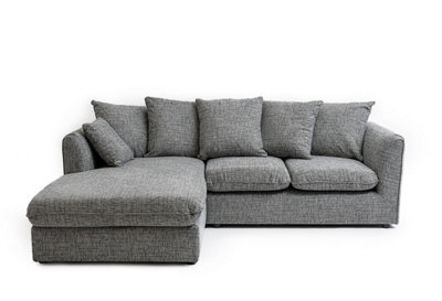 Lucas Textured Stone Grey Left Facing Corner Sofa Modern Comfort & Stylish Design