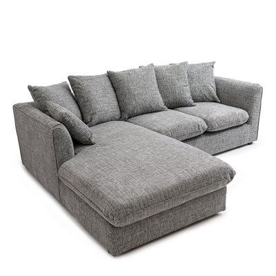 Lucas Textured Stone Grey Left Facing Corner Sofa Modern Comfort & Stylish Design