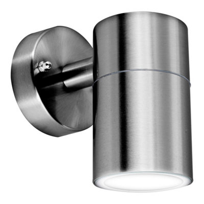 Luceco Azurar Single GU10 Wall Light Stainless Steel | DIY at B&Q