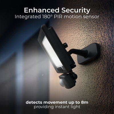 Luceco Essence Outdoor Floodlight with PIR Sensor & Tilt, IP65, 30W