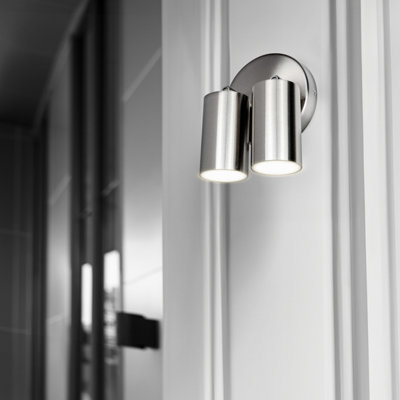 Luceco Stainless Steel Twin Head Adjustable Wall Light 500LM 8W