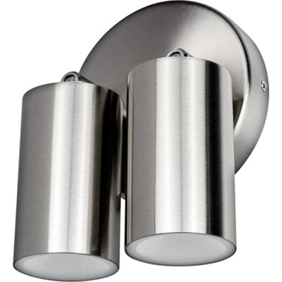 Luceco Stainless Steel Twin Head Adjustable Wall Light 500LM 8W