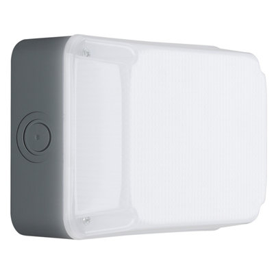 Luceco Storm Rectangular Bulkhead Light & PIR, IP65, 750lm 4000K White