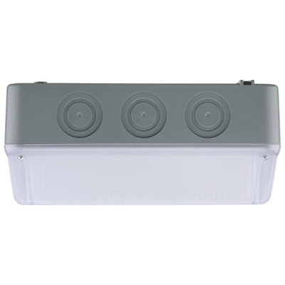 Luceco Storm Rectangular Bulkhead Light & PIR, IP65, 750lm 4000K White
