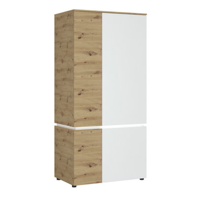 Luci 4 door wardrobe (including LED lighting) in White and Oak | DIY at B&Q
