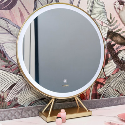 Lucia Large Gold Frame Touch Sensor LED Makeup Mirror with Lights
