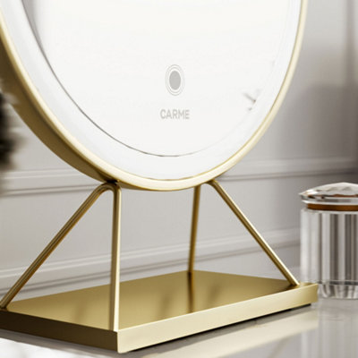 Lucia Large Gold Frame Touch Sensor LED Makeup Mirror with Lights