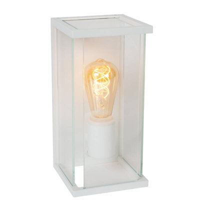 Lucide Claire Half Lantern Outdoor Wall Light with PIR Sensor White