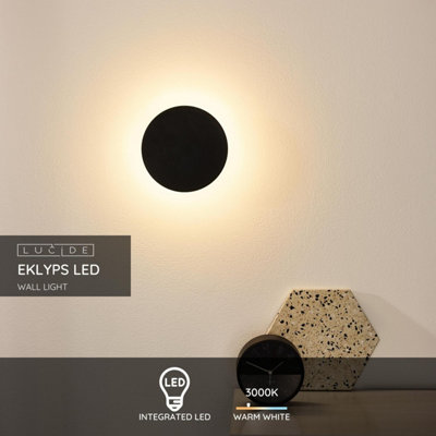 Lucide Eklyps Led Modern Wall Light 15cm - LED - 1x6W 3000K - Black