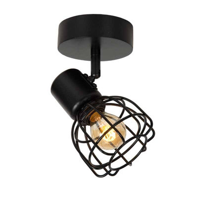 Lucide Filox Retro Ceiling Spotlight - 1xE27 - Black | DIY at B&Q