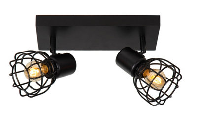 Lucide Filox Retro Twin Ceiling Spotlight - 2xE27 - Black