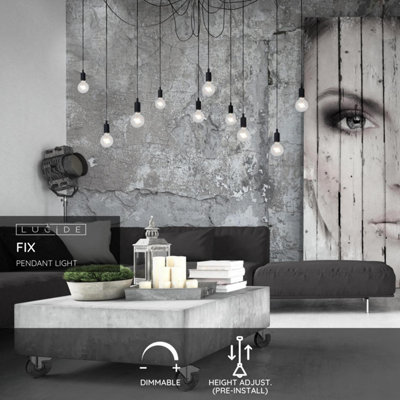 Lucide Fix Modern Pendant Light - 10xE27 - Black