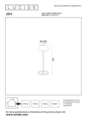 Lucide Joy Retro Table Lamp Outdoor 12cm - LED Dim. - 1x1,5W 3000K ...
