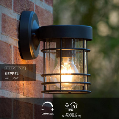 Lucide Keppel Cottage Wall Lantern Light Outdoor - 1xE27 - IP23 - Black