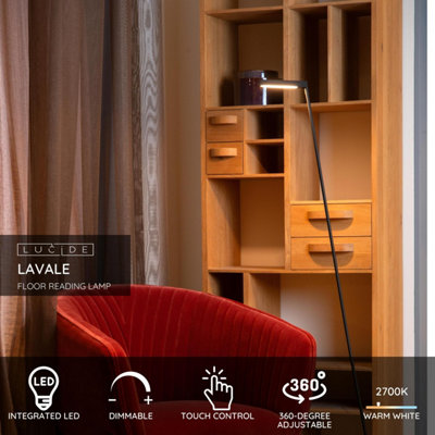 Lucide LAVALE - Floor reading lamp - LED Dim. - 1x3W 2700K - Black