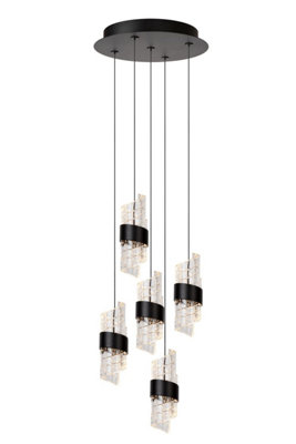 Lucide Lucide KLIGANDE - Pendant light - 30 cm - LED Dim. - 5x8W 2700K - Black | DIY at B&Q