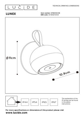 Lucide LUNEX - Wall light Outdoor - LED Dim. - 1x2W 3000K - IP54 - With ...