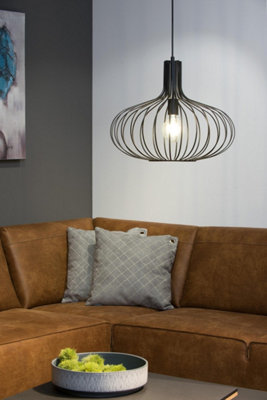 Lucide Manuela Vintage Pendant Light 50cm - 1xE27 - Black | DIY at B&Q