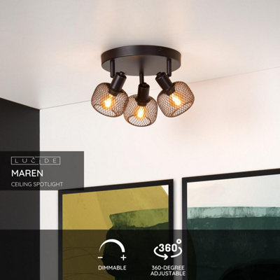 Lucide Maren Retro Ceiling Spotlight 37cm - 3xE14 - Black