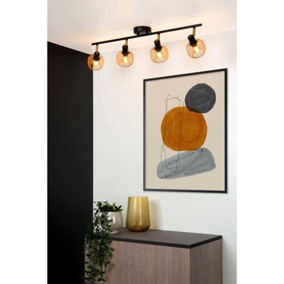 Lucide Maren Retro Ceiling Spotlight Bar - 4xE14 - Matt Gold, Brass