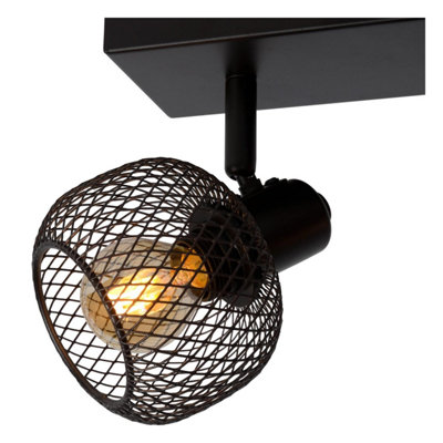 Lucide Maren Retro Twin Ceiling Spotlight - 2xE14 - Black