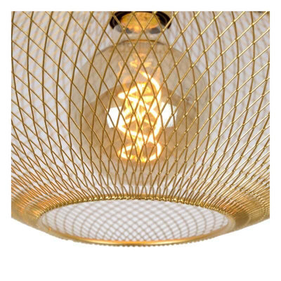 Lucide Mesh Modern Flush Ceiling Light 45cm - 1xE27 - Matt Gold, Brass