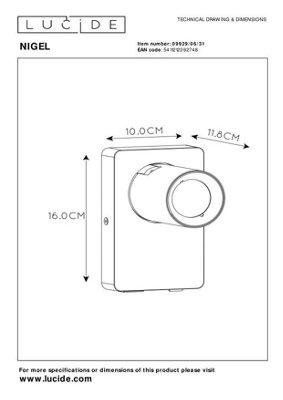 Lucide Nigel Modern Wall Spotlight - LED Dim. - GU10 - 1x5W 3000K ...
