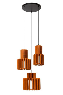 Buy Lucide Rollo Pendant light - 3xE27 - Terracotta at B&Q