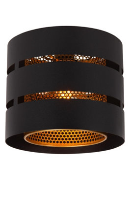 Lucide ROSAS - Flush ceiling light - 26 cm - 1xE27 - Black | DIY at B&Q