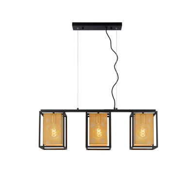 Lucide Sansa Modern Bar Pendant Light - 3xE27 - Black | DIY at B&Q