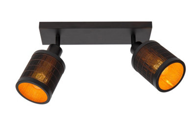 Lucide Tagalog Scandinavian Twin Ceiling Spotlight - 2xE27 - Black
