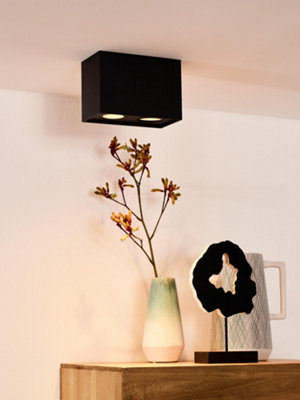 Lucide Tube Modern Rectangle Surface Mounted Ceiling Spotlight - 2xGU10 ...