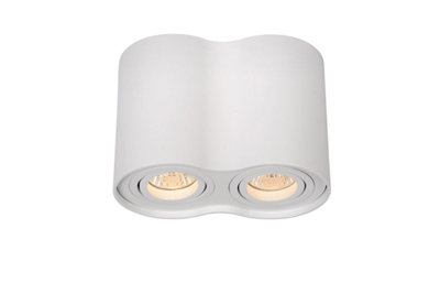 Lucide Tube Modern Surface Mounted Ceiling Spotlight - 2xGU10 - White
