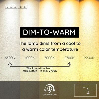 Lucide Vario Led Modern Desk Lamp - LED Dim to warm - 1x8W 2700K/6000K ...