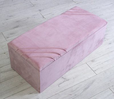 Lucy Cream Plush Ottoman Storage Box