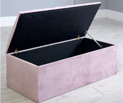 Lucy Cream Plush Ottoman Storage Box