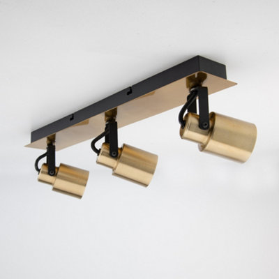 Lucy Spotlight Polished Gold and Black GU10 LED Compatible 3-Bar Triple ...