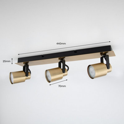 Lucy Spotlight Polished Gold and Black GU10 LED Compatible 3-Bar Triple ...