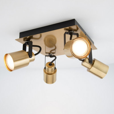 Lucy Spotlight Polished Gold Black GU10 LED Compatible 3-Plate Triple ...